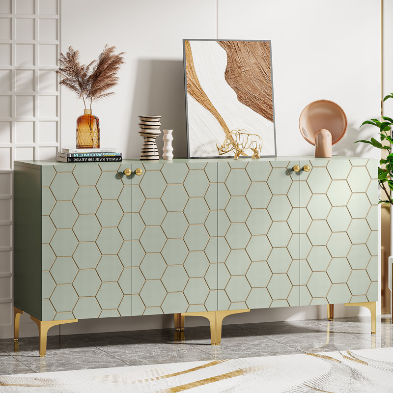 Arkaitz Modern Accent Storage Cabinet for Living Room Set of 2 Mercer41 Color Light Green